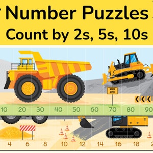 Skip Counting by 2s 5s 10s. Skip Count Puzzle. Printable Construction ...