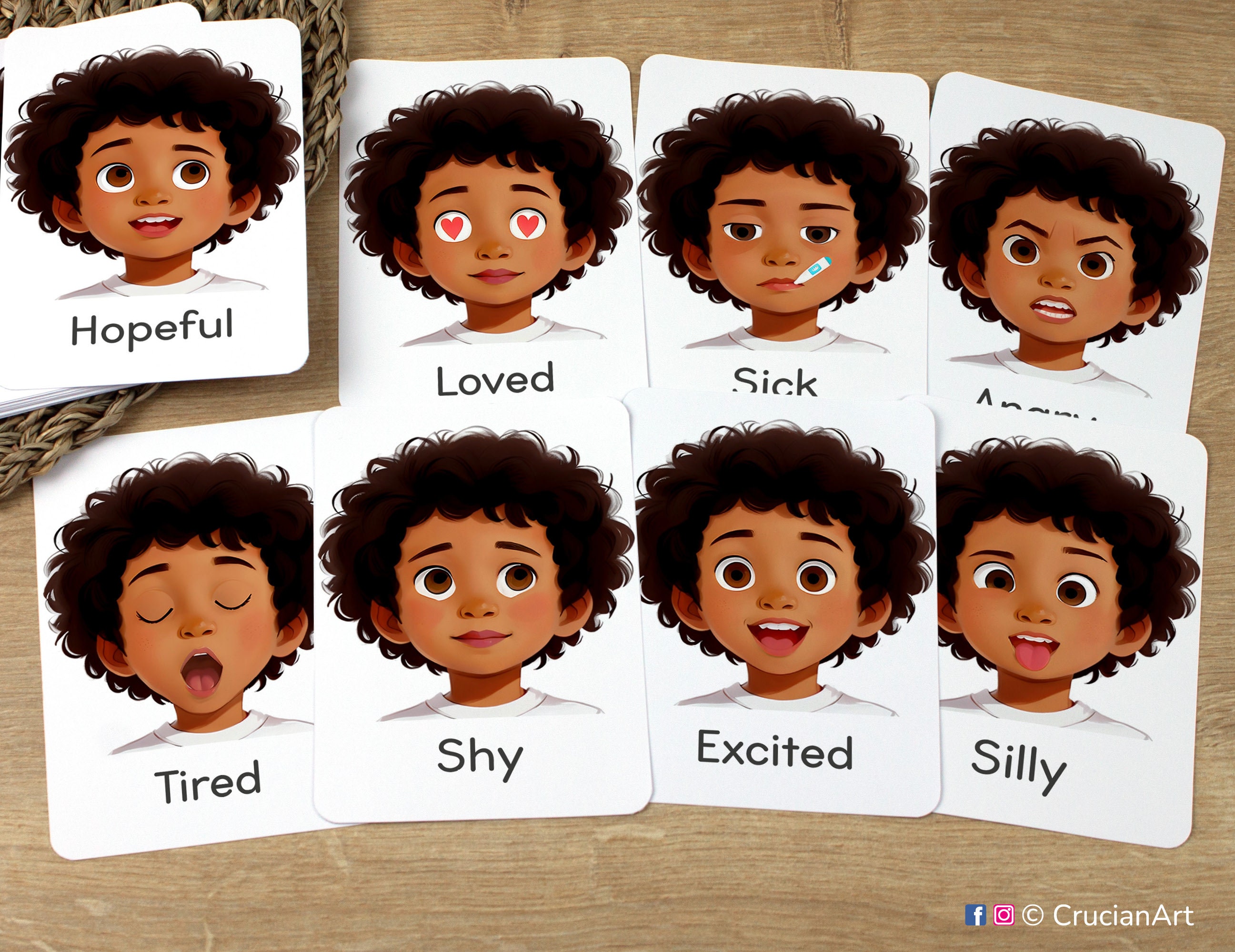 Emotion Flash Cards. Printable Flashcards for Boy: Explore Feelings ...