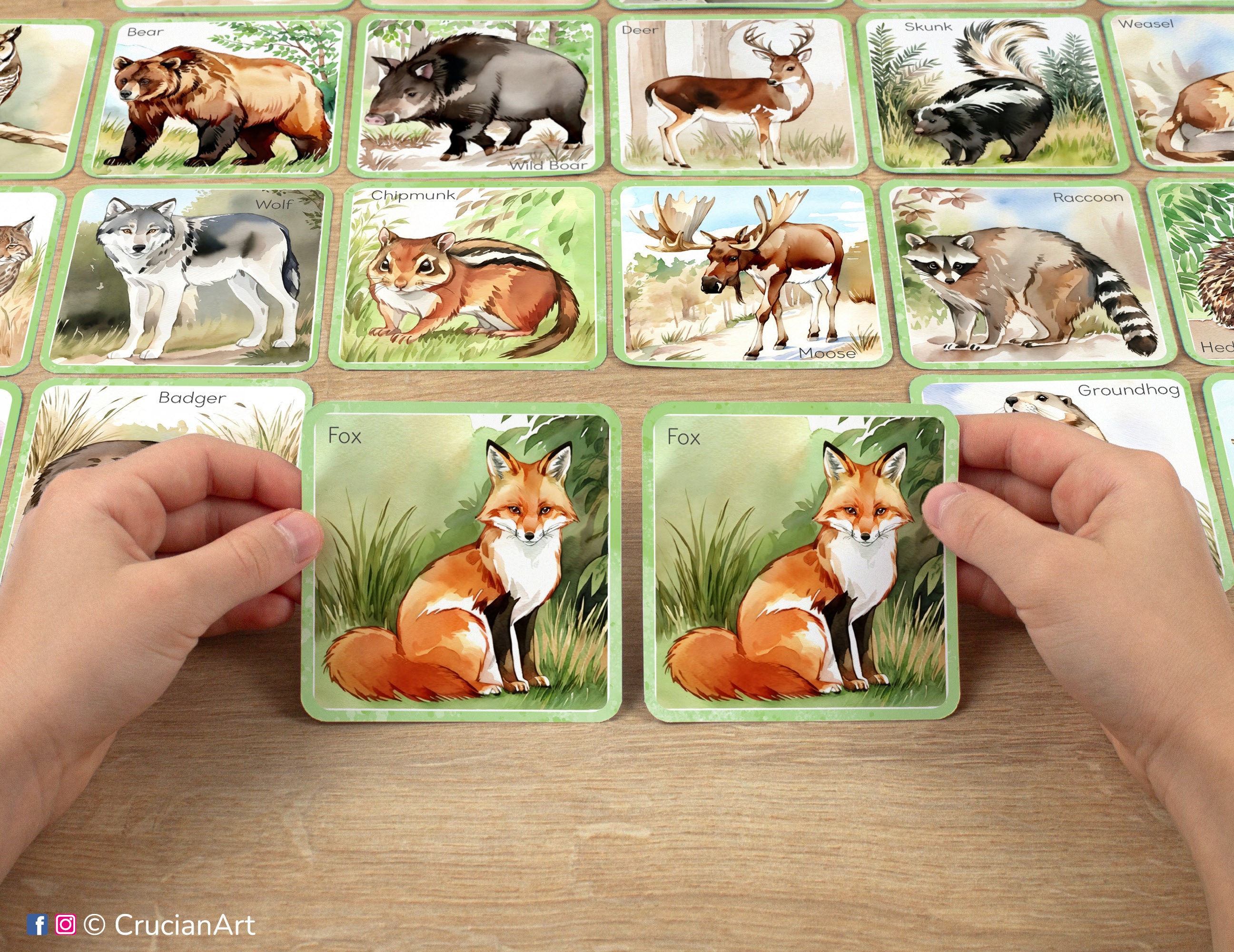 Woodland Animals Memory Game: Printable Toddler Preschool Kindergarten ...