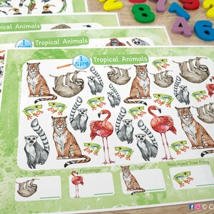 I Spy Tropical Rainforest Jungle Animals Counting Activity. Preschool ...