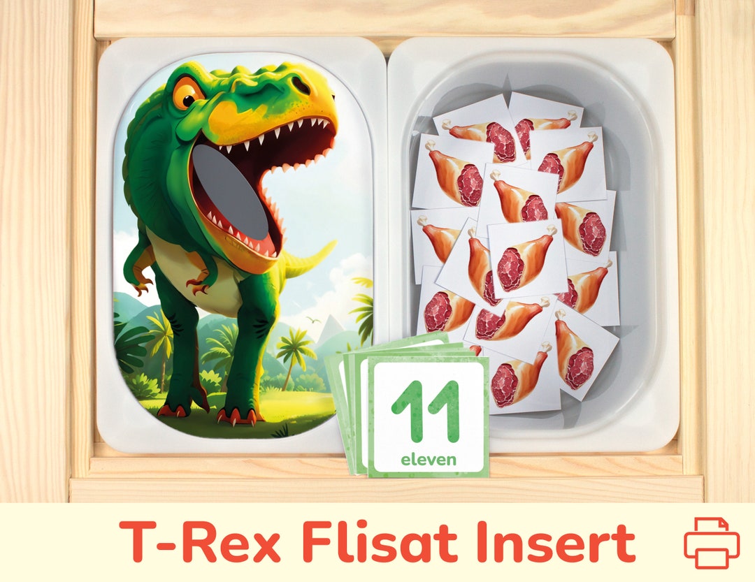 Tyrannosaurus Rex Flisat Insert: Printable T-rex Dinosaur Counting Activity for Sensory Table ...