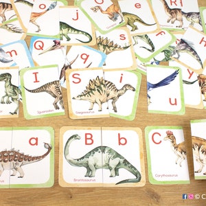 Dinosaur Alphabet Puzzle Pairs. Dino ABC Matching Cards. Toddler ...