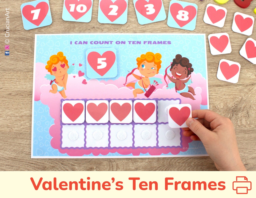 VALENTINE'S DAY Early Math Activitiy. Ten Frames Counting Activities ...