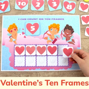 VALENTINE'S DAY Early Math Activitiy. Ten Frames Counting Activities ...