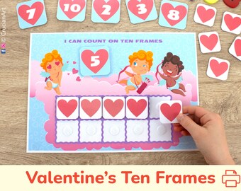 VALENTINE'S DAY Early Math Activitiy. Ten Frames Counting Activities ...