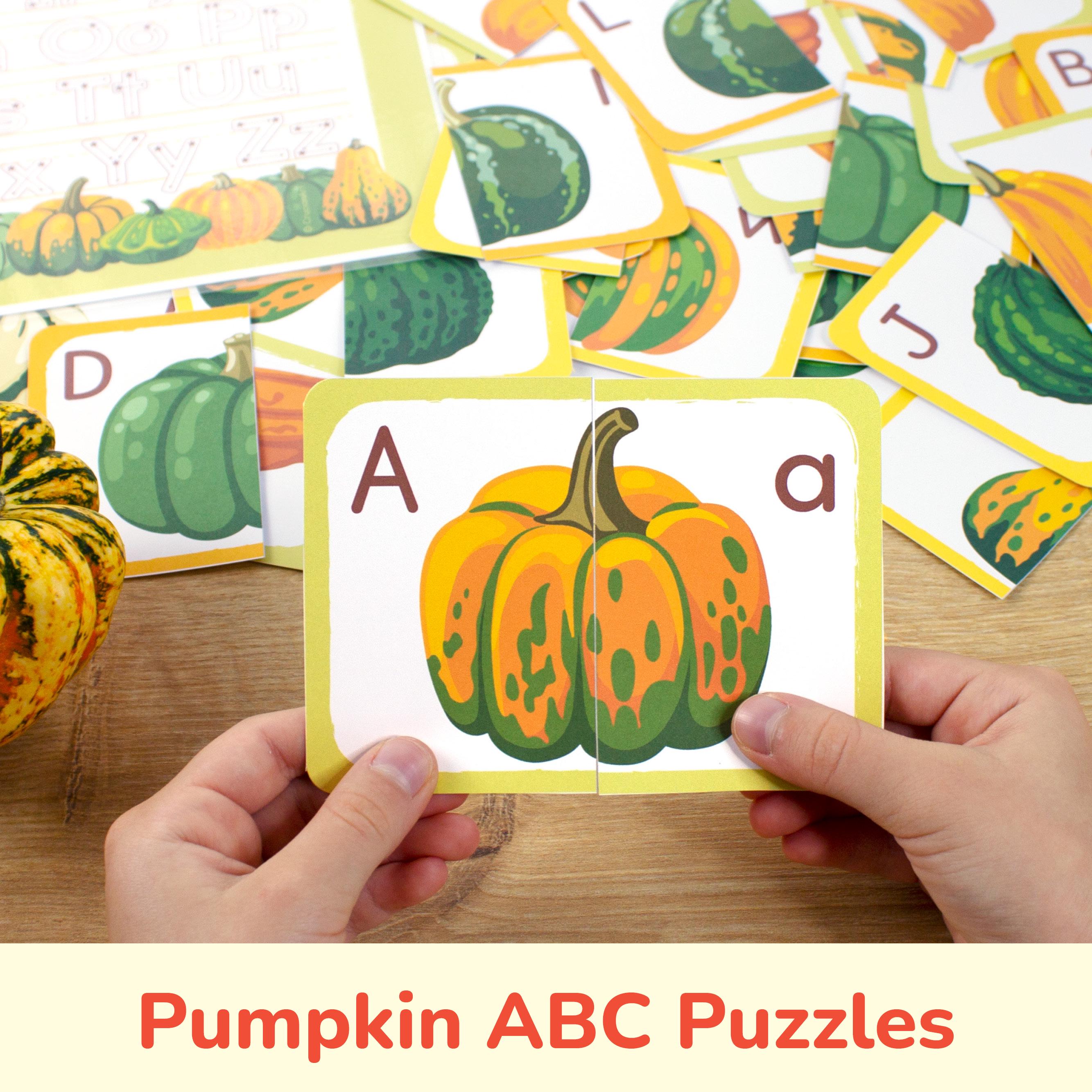 Pumpkin Alphabet Puzzle Pairs: Printable Matching Cards and Letters ...