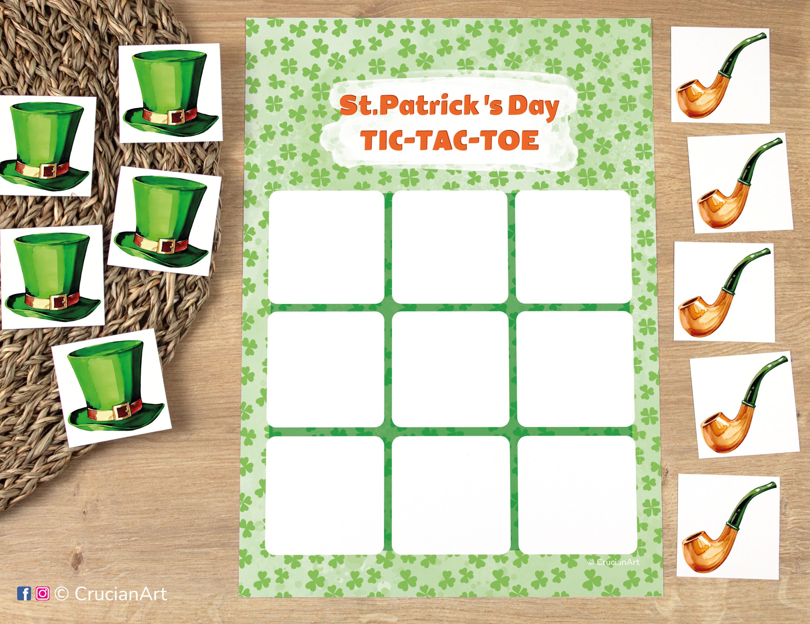 Saint Patrick's Day Tic-tac-toe Game: Preschool Kindergarten Printable ...