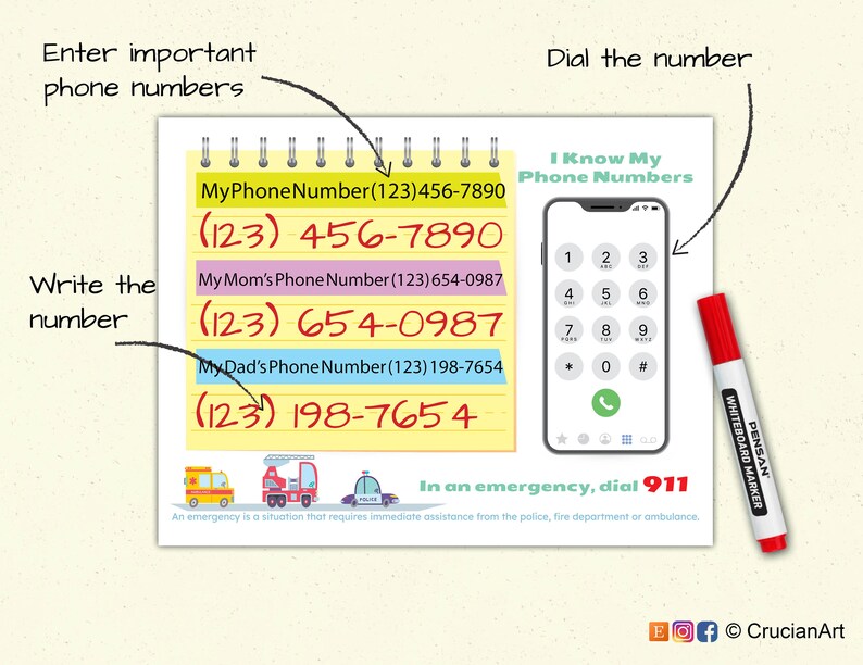 Personalized Phone Number & Address Practice Worksheet. | Etsy