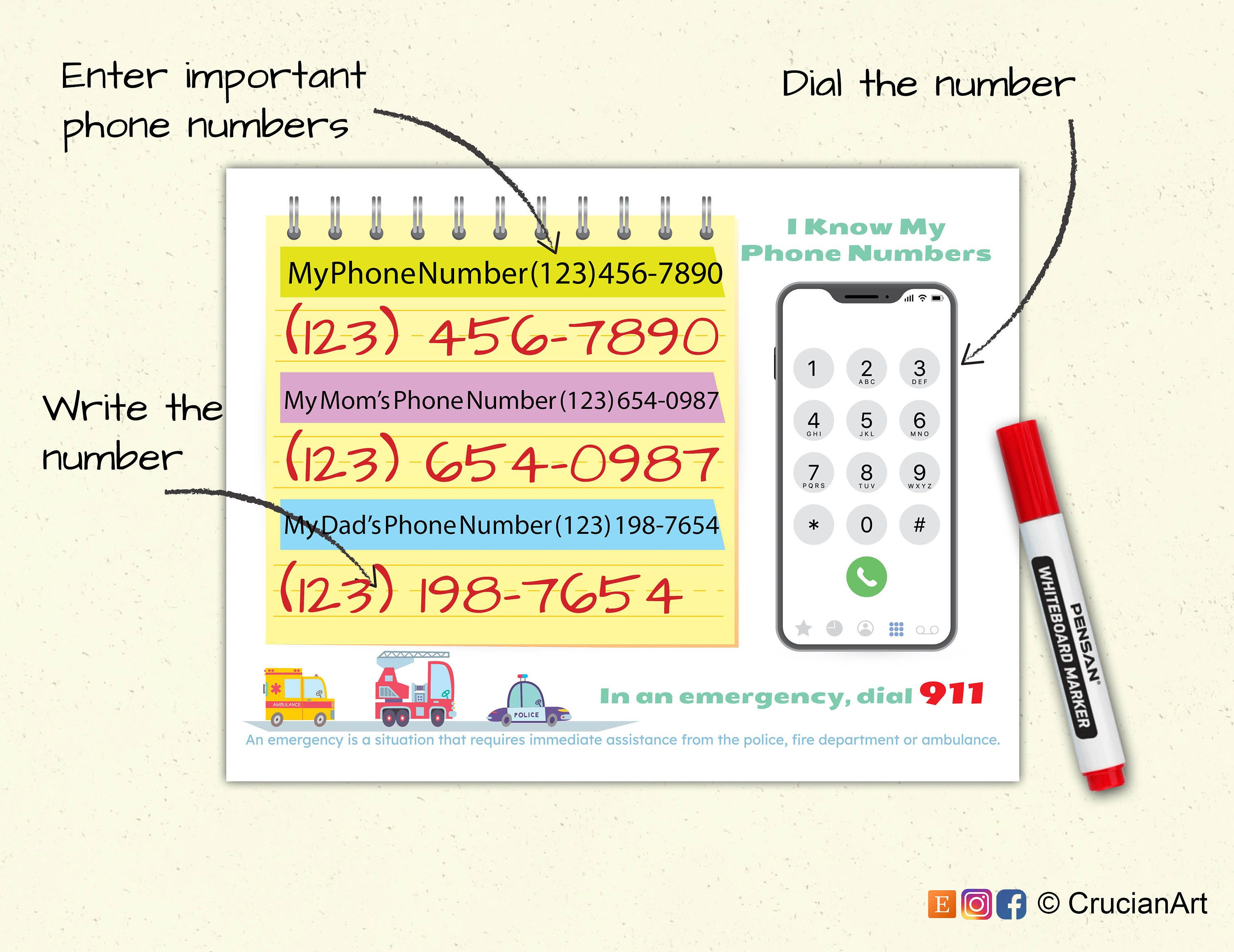 Personalized Phone Number & Address Practice Worksheet. Printable ...
