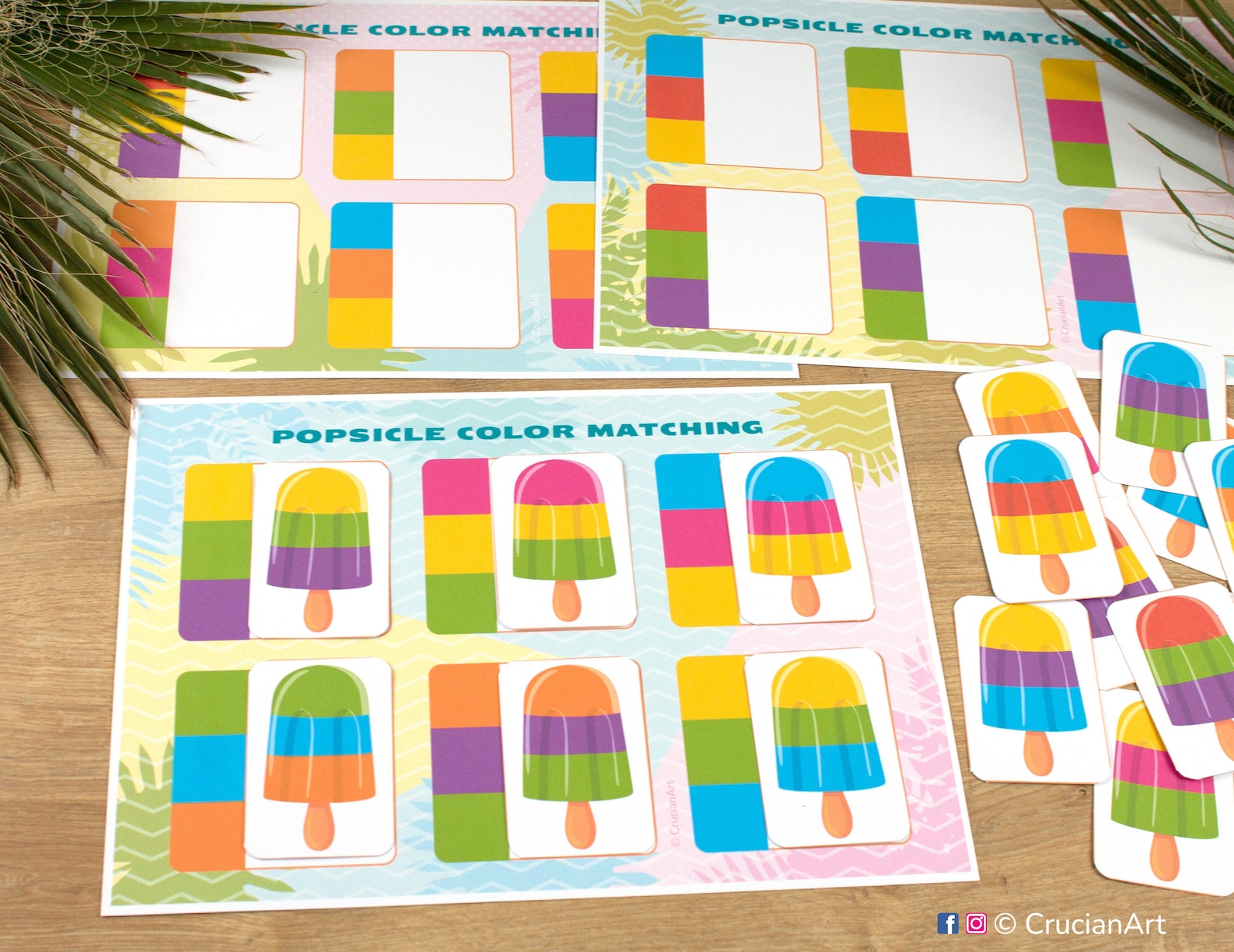 ICE CREAM Color Matching Printable Activity. Popsicle Colors Learning ...