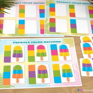 ICE CREAM Color Matching Printable Activity. Popsicle Colors Learning ...