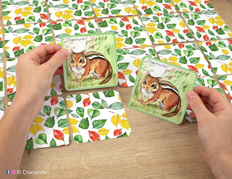Woodland Animals Memory Game: Printable Toddler Preschool Kindergarten ...