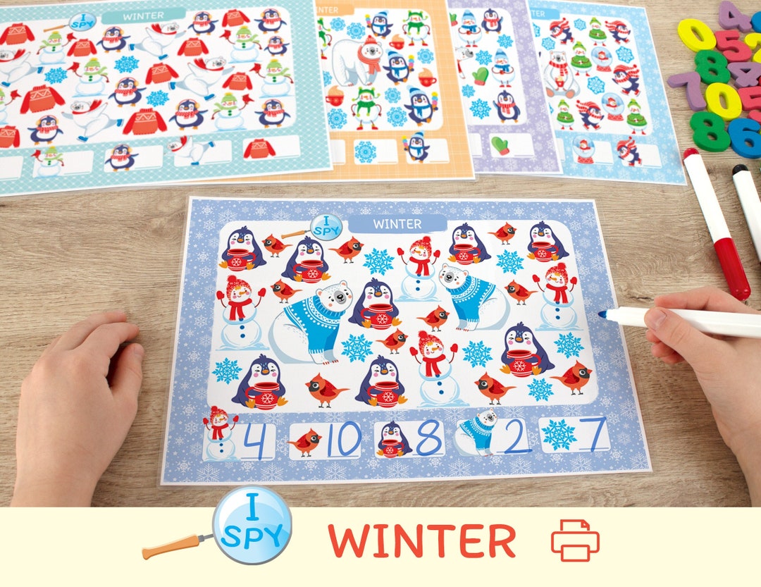 Winter I Spy Counting Activity. Seasonal Printable Count to 10 - Etsy