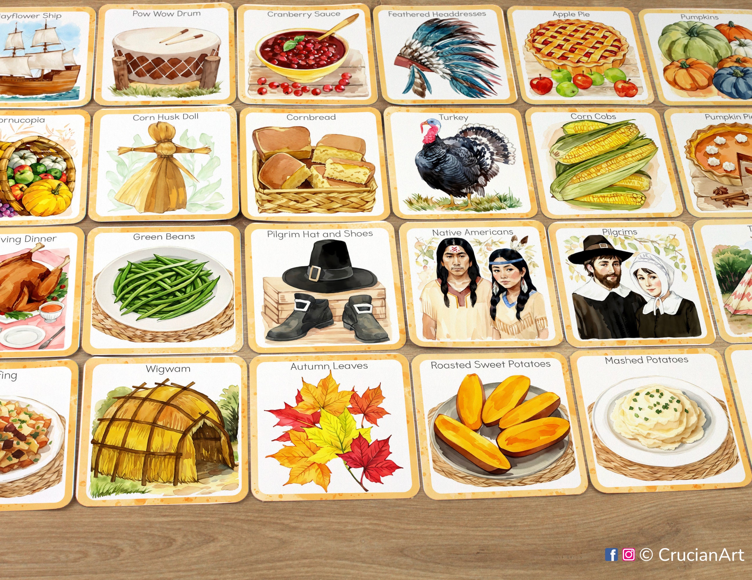 Thanksgiving Day Memory Game: Printable Toddler, Preschool ...