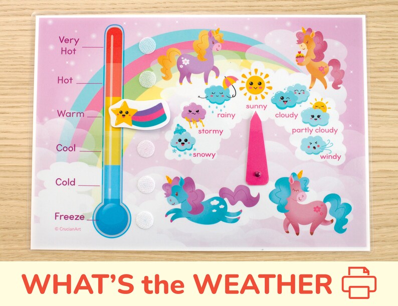 Rainbow Unicorn Weather Activity. Printable Learning Material. - Etsy