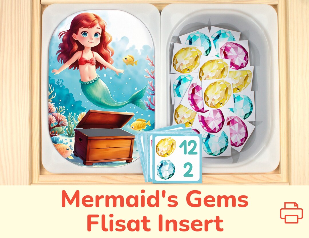 Mermaid Treasure Chest Flisat Insert: Sort and Count up to 12 Printable ...