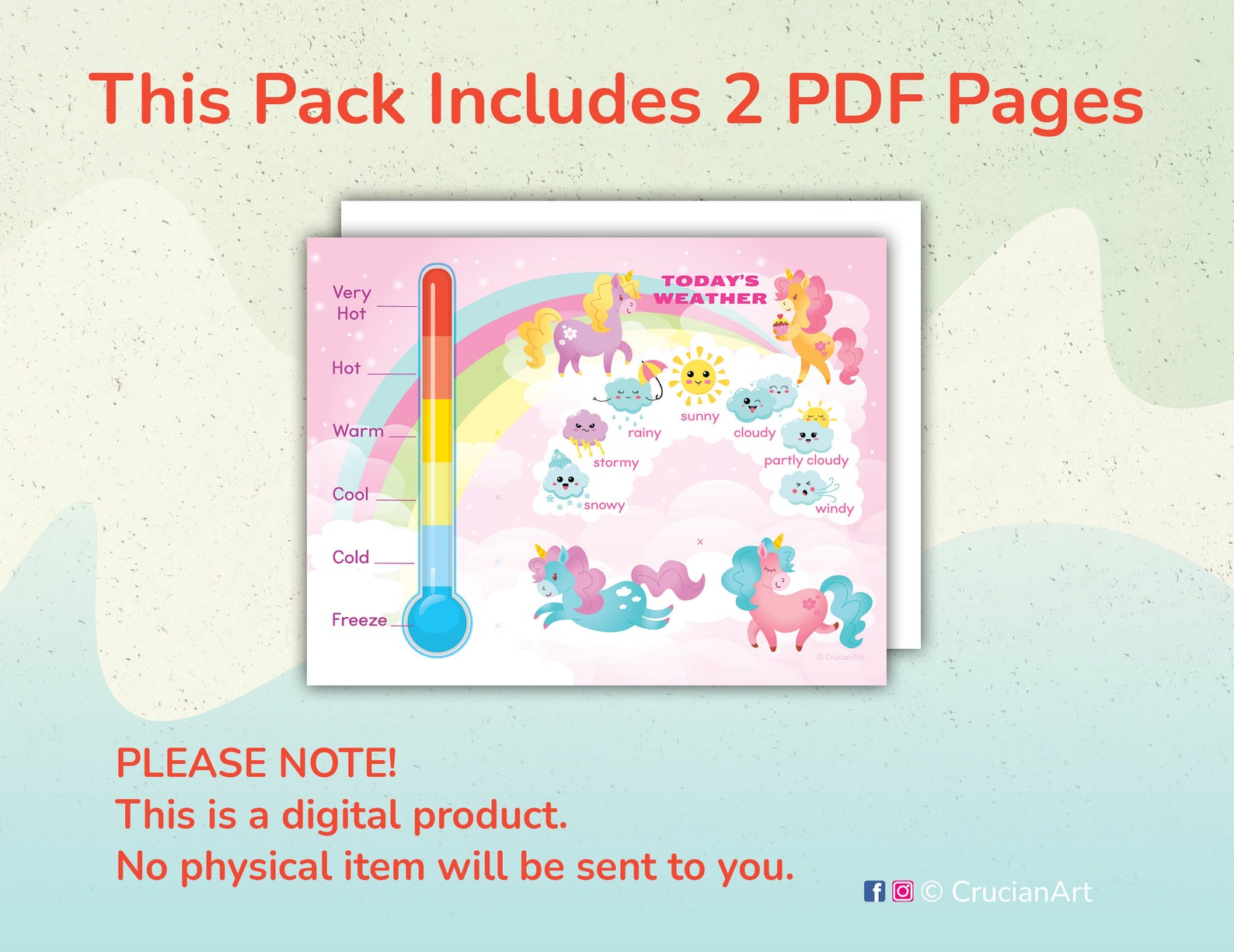 Rainbow Unicorn Weather Activity. Printable Learning Material. - Etsy