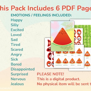 Watermelon Themed Emotions and Feelings Activity: Printable Learning ...