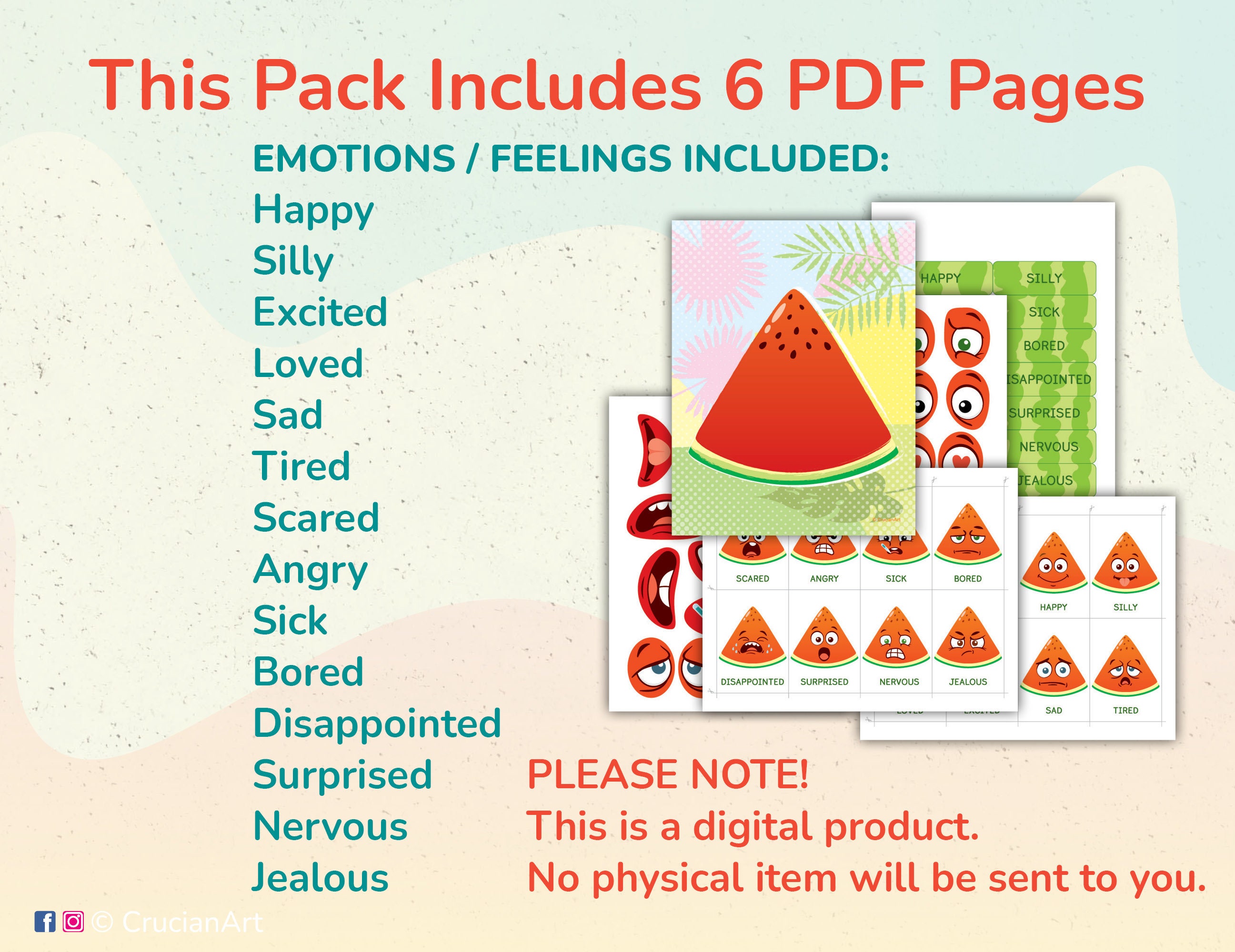 Watermelon Themed Emotions and Feelings Activity. Toddler - Etsy