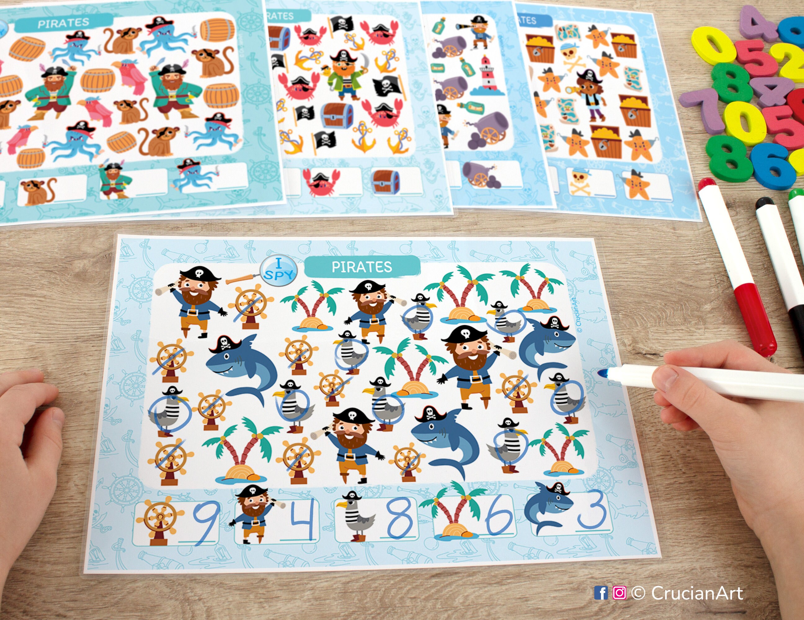 Pirates I Spy Counting Activity. Count to 10 Worksheets for Boys. Early ...