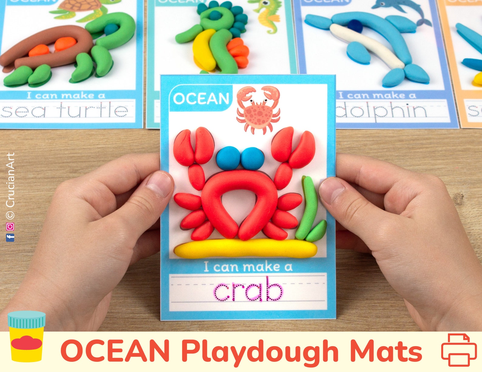 Ocean Animals Playdough Mats: Printable Play Dough Activity for Toddler ...
