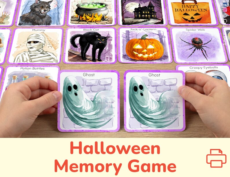 Halloween Memory Game: Printable Toddler Preschool Matching Activity ...