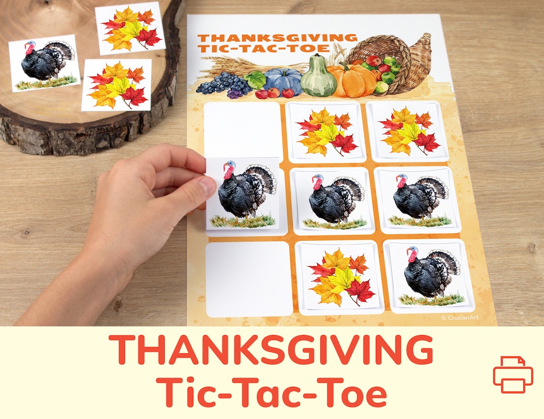 Thanksgiving Day Tic-tac-toe Game: Preschool, Kindergarten Printable ...