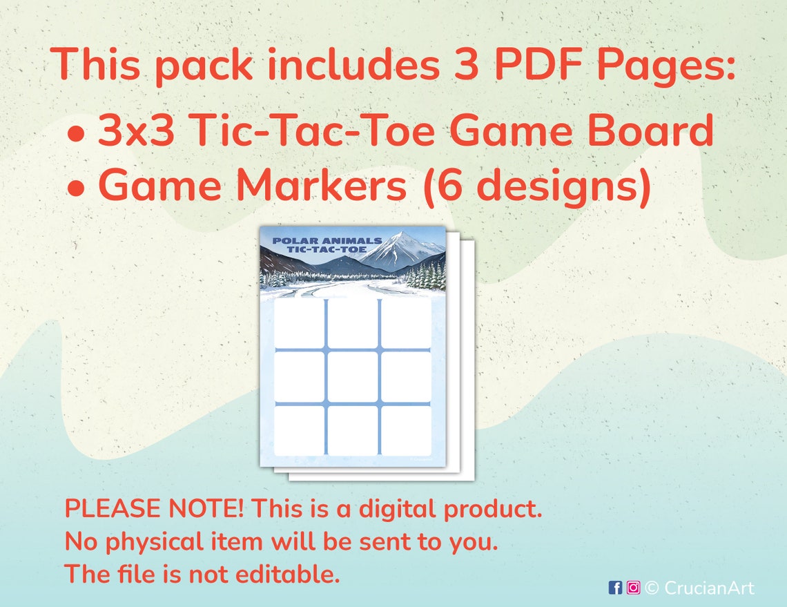 Arctic Animals Tic-tac-toe Game: Preschool, Kindergarten Printable ...