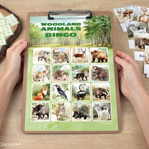 Woodland Animals Bingo Game: Printable Preschool, Kindergarten, Toddler ...