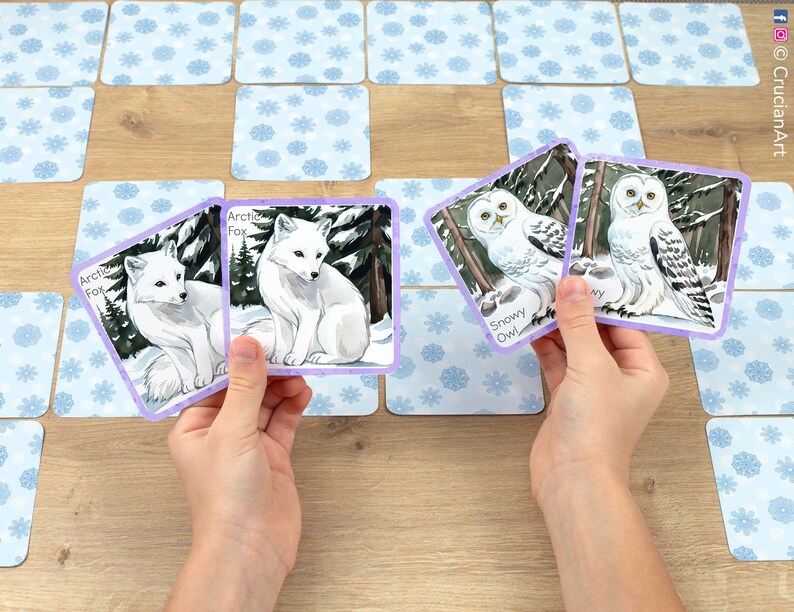 Polar Animals Memory Game: Printable Toddler Preschool Kindergarten ...