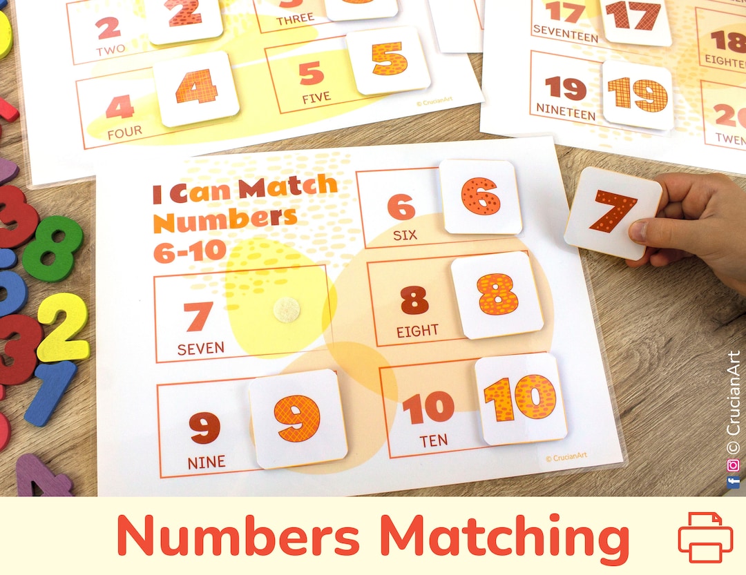 Numbers 1-20 Matching Printable Activity. Number Match Toddler Busy ...