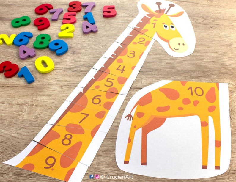 Giraffe Numbers 1-10 Printable Activity. Toddler and Preschool Number ...