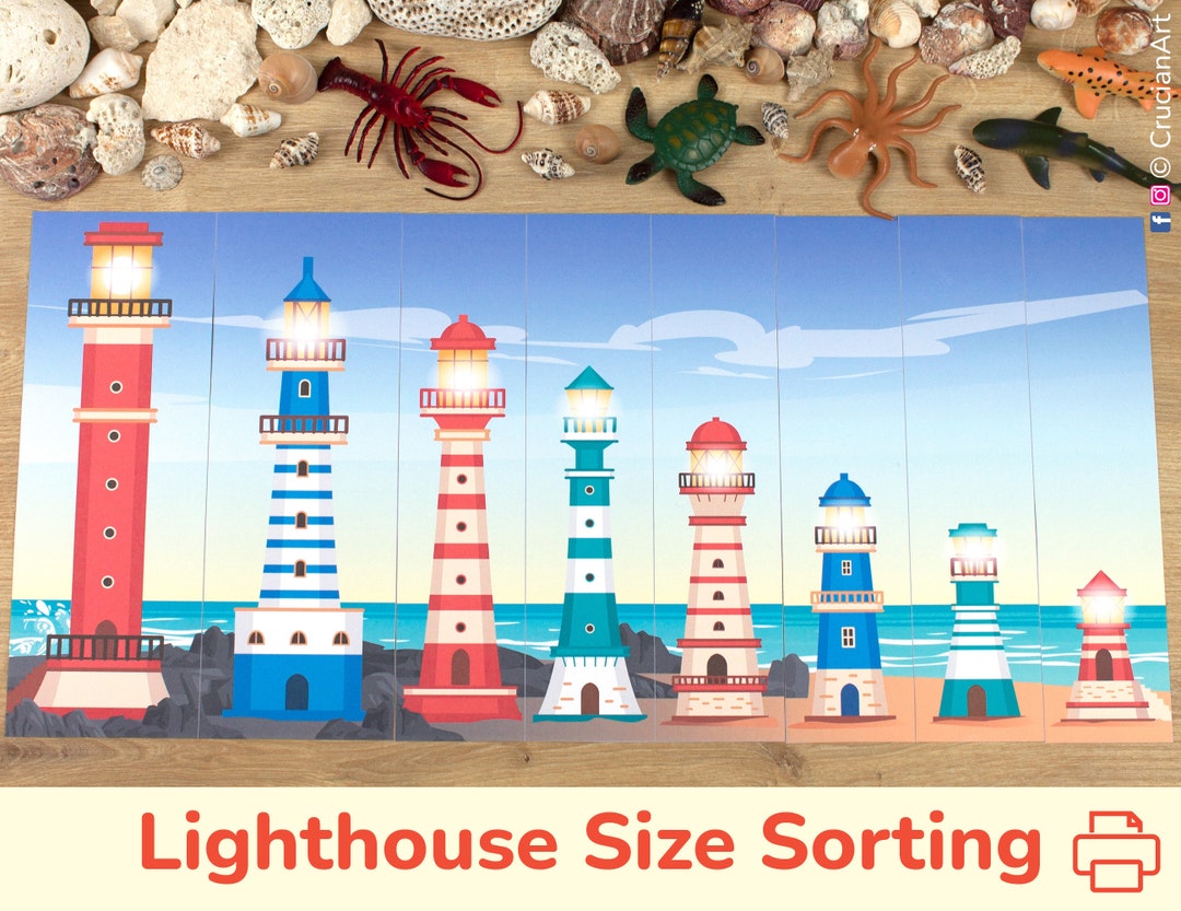 Lighthouse Size Sorting Activity. Sort by Height Printable Puzzle ...