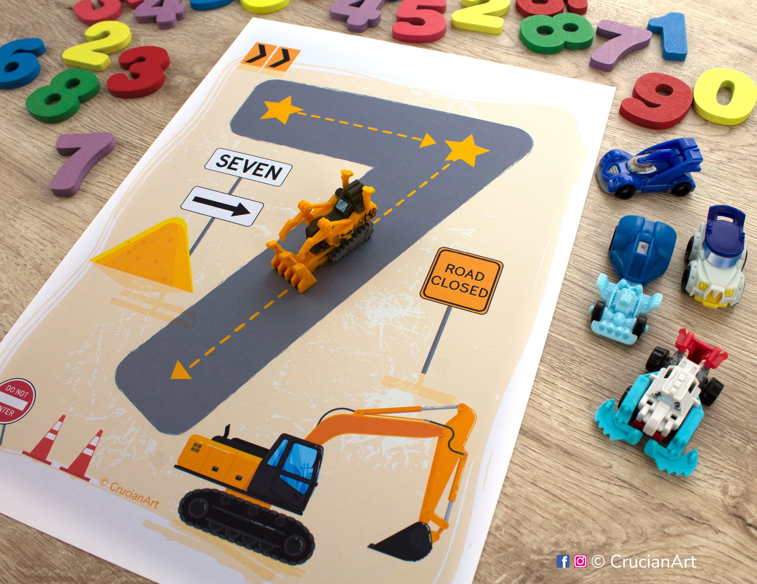 Numbers Printable Road Mat for Boys. Construction Truck Tracing ...