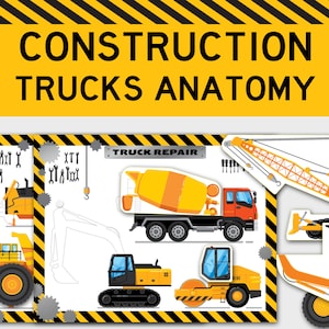 Construction Trucks Anatomy. Printable Busy Book Pages, Pre-k ...