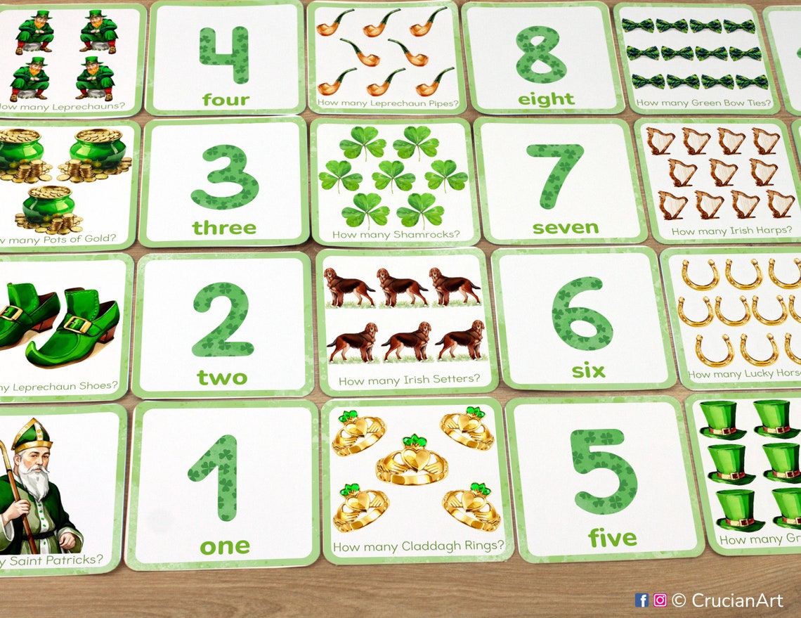 Saint Patrick's Day Counting Activity: Printable Matching Cards ...