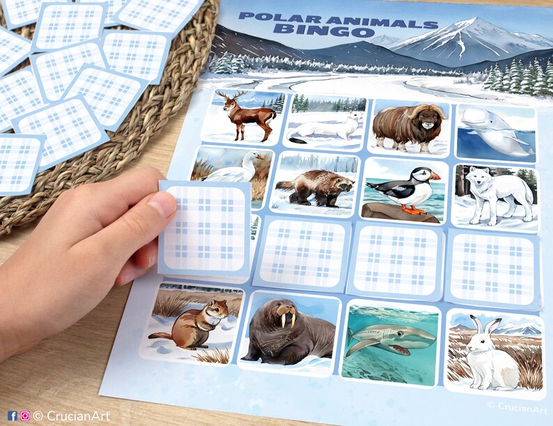 Polar Animals Bingo Game: Printable Preschool, Kindergarten, Toddler ...