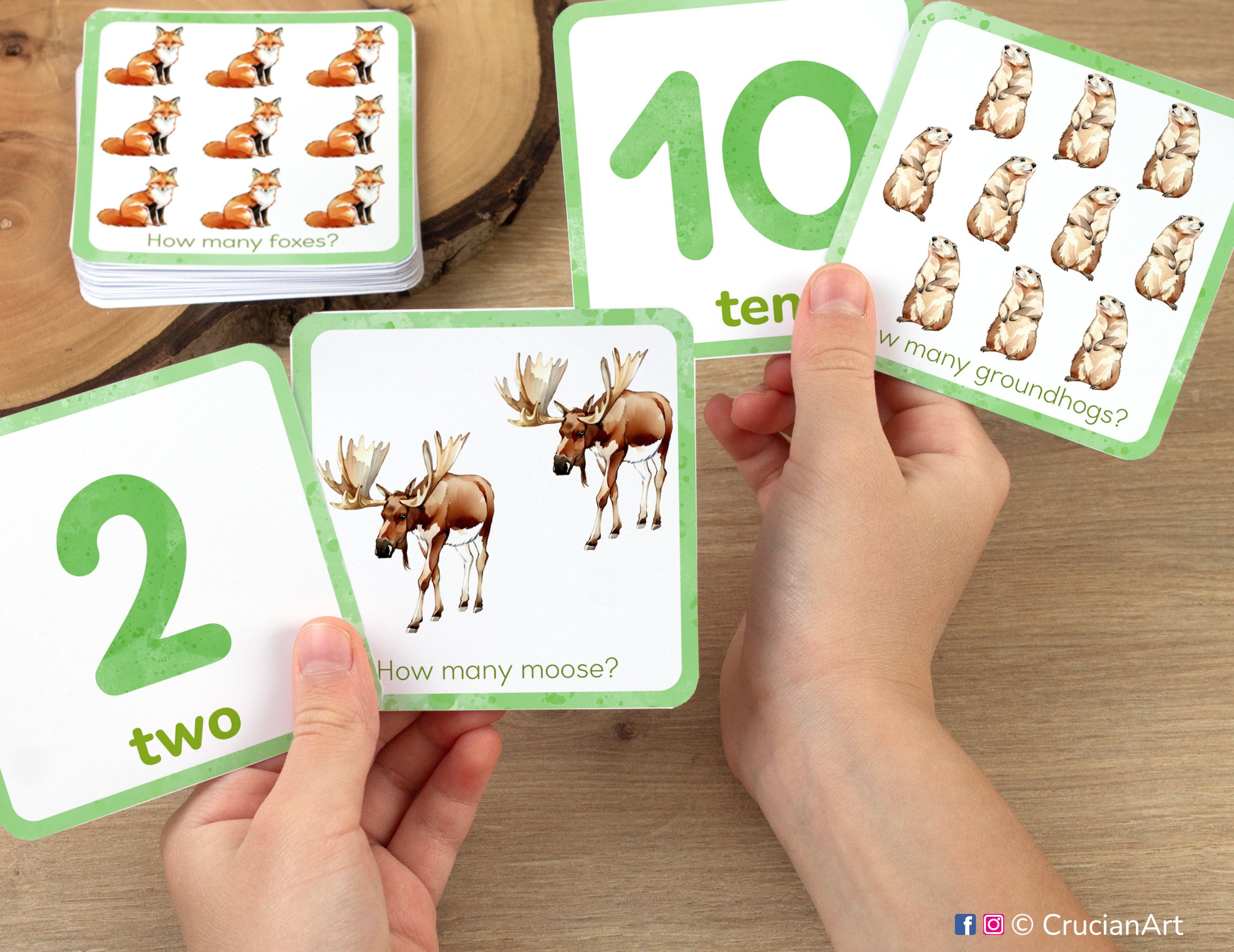 Woodland Animals Counting Activity: Printable Matching Cards. Preschool ...