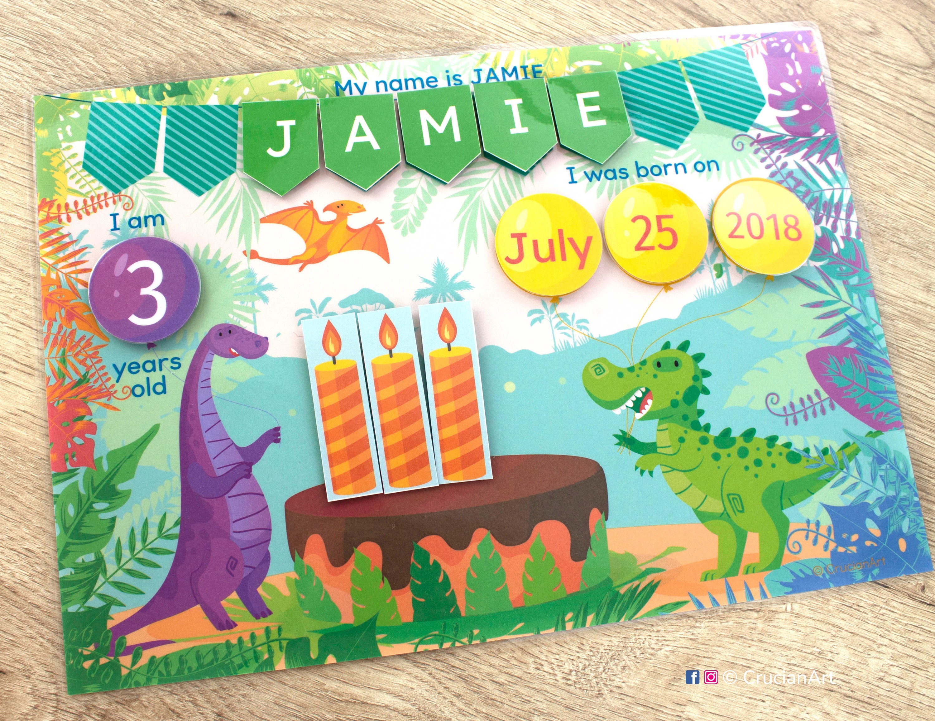 Dinosaur Themed Custom Name Spelling Activity. Printable Toddler Name ...