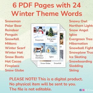 Winter Flashcards: Toddler Preschool Kindergarten Printable Flash Cards ...