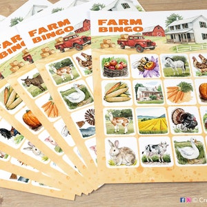 Farm Themed Bingo Game: Printable Preschool, Kindergarten, Toddler ...