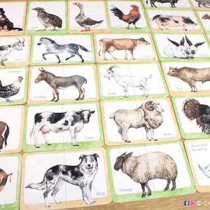 Farm Animals Puzzle Pairs: Toddler Learning Activity. Match Cards ...