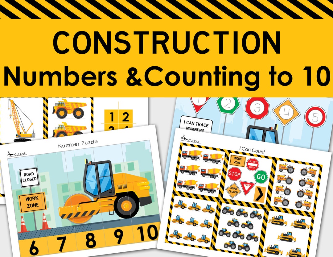 Construction Vehicles Numbers 1-10 & Counting Printable Busy - Etsy