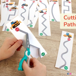 Construction Trucks Scissor Skills Activities. Printable Fine Motor ...