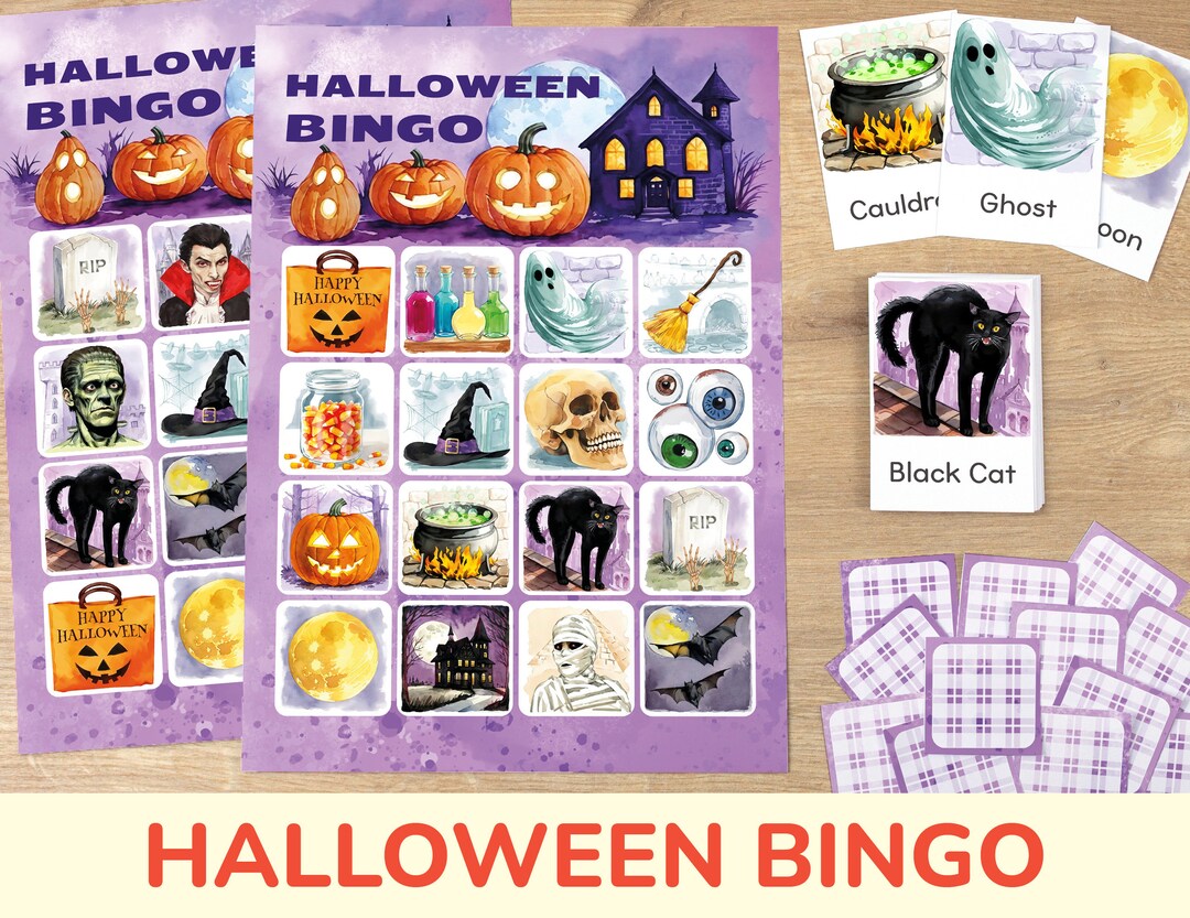 Halloween Themed Bingo Game: Printable Preschool, Kindergarten, Toddler ...