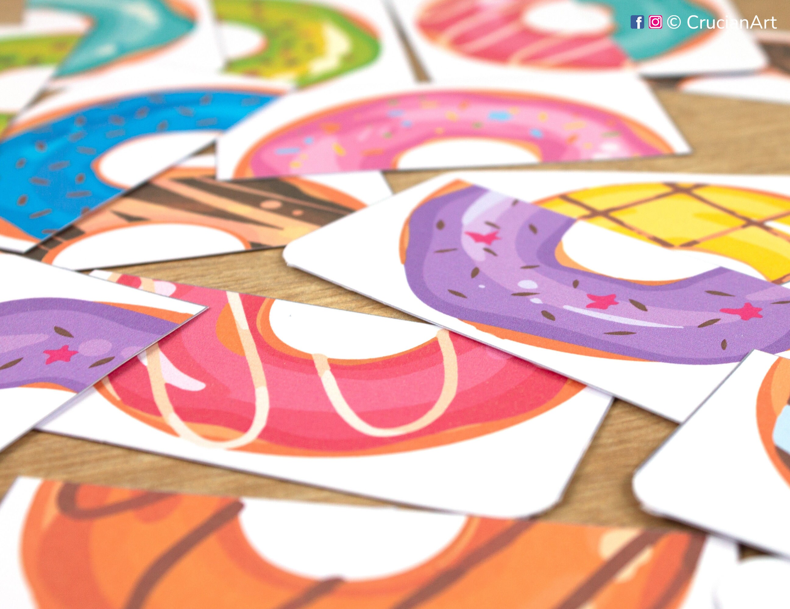 Donut Matching Cards. Printable Match Halves Activity. Toddler ...