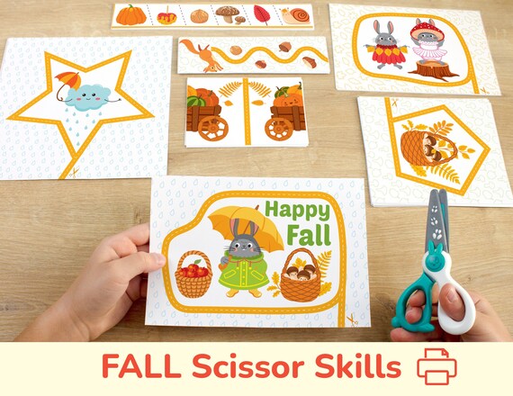 FALL Scissor Skills Activity. Autumn Preschool Kindergarten - Etsy