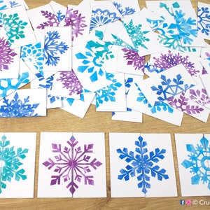 Snowflakes Puzzle Pairs: Printable Match Cards, Winter Snowflake ...