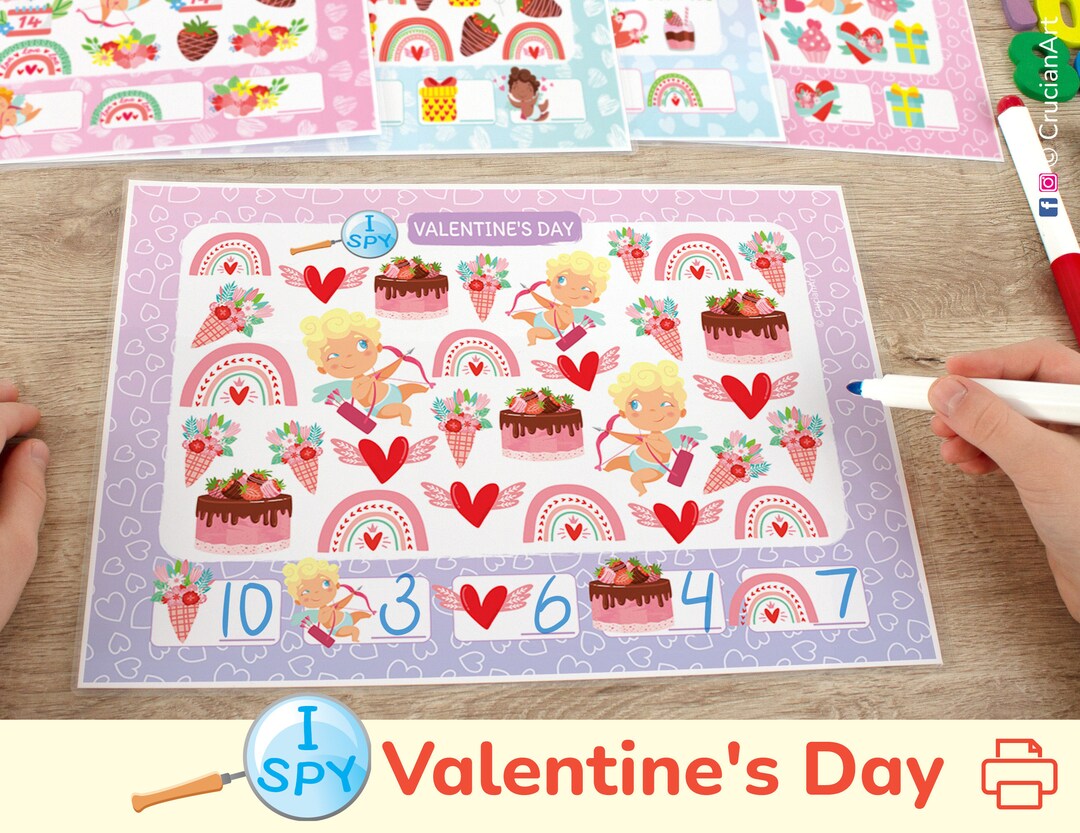 I SPY Valentine's Day Counting Activity. Holiday Printable Count to 10 ...