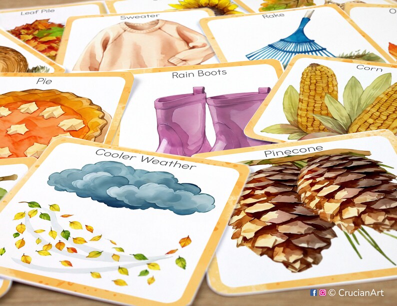 Fall Theme Memory Game: Printable Toddler Preschool Matching Activity ...